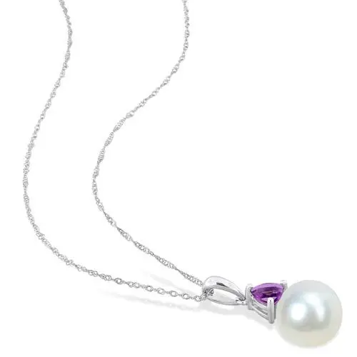 JULIANNA B. 2-piece Set Pearl Gemstone Necklace & Earrings 10k - Amethyst