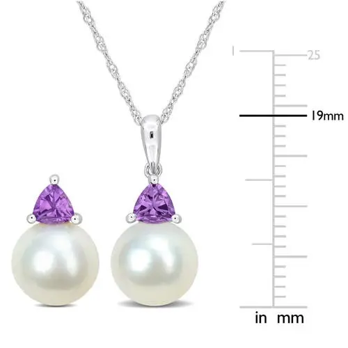 JULIANNA B. 2-piece Set Pearl Gemstone Necklace & Earrings 10k - Amethyst