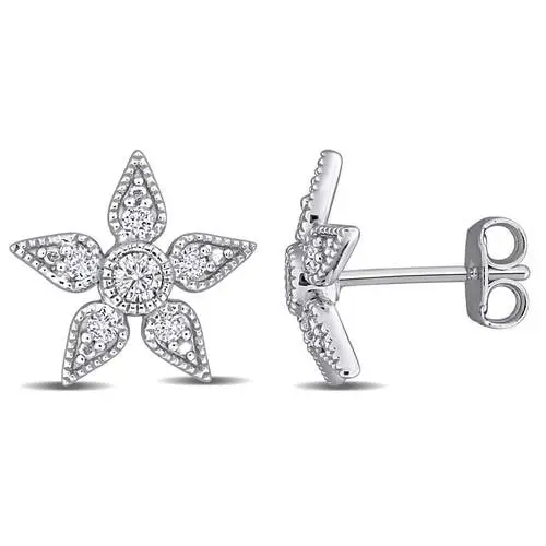 JULIANNA B. Lab-grown Diamond Flower Stud Earrings - Sterling Silver