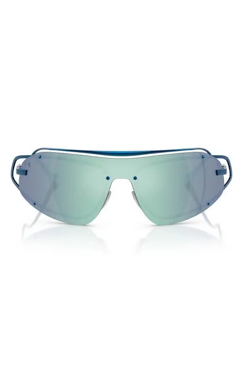 SCUDERIA FERRARI 32mm Small Mirrored Rectangular Sunglasses - Blue/mirror Blue