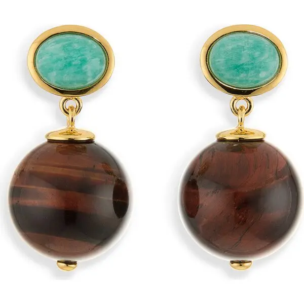 LIZZIE FORTUNATO Umbria Tiger's Eye Drop Earrings