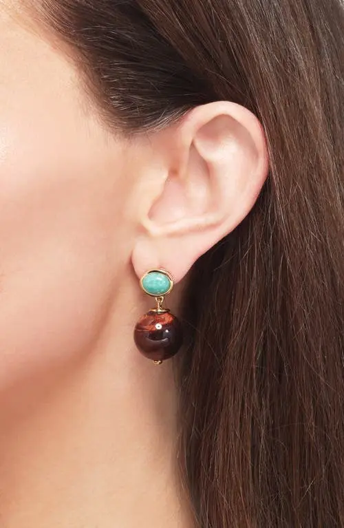 LIZZIE FORTUNATO Umbria Tiger's Eye Drop Earrings