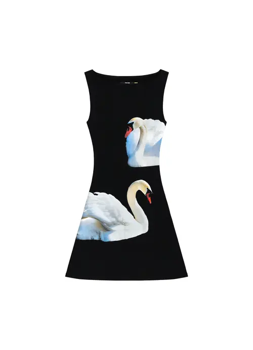 TYLER MCGILLIVARY Sleeveless Print Boatneck Mini Dress