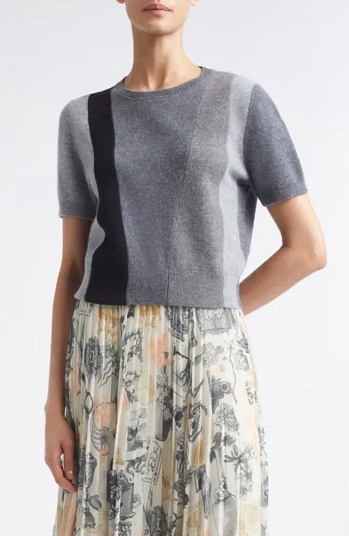 JASON WU Asymmetrical Paneled Short Sleeve Wool Sweater