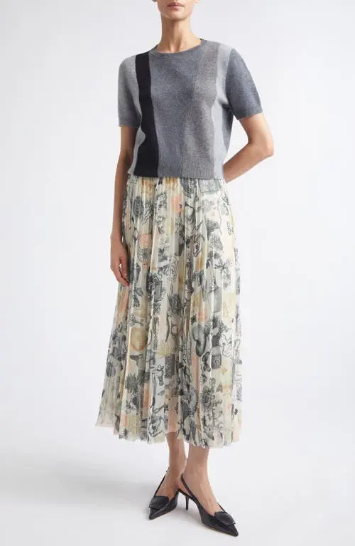 JASON WU Asymmetrical Paneled Short Sleeve Wool Sweater