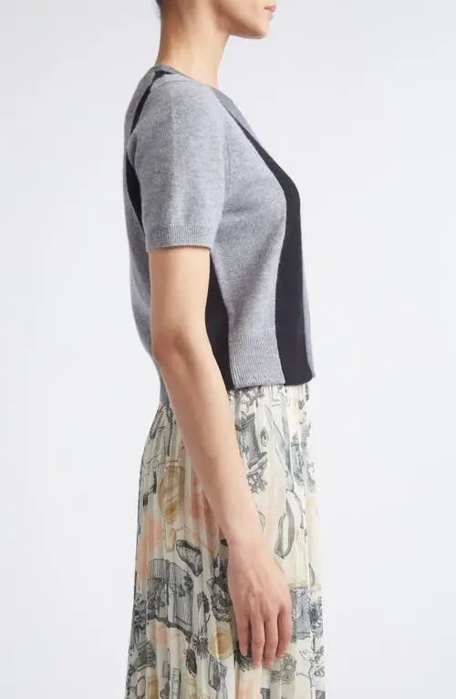 JASON WU Asymmetrical Paneled Short Sleeve Wool Sweater