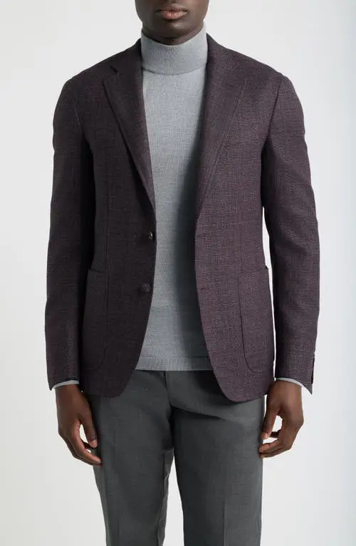 Canali Kei Trim Fit Solid Wool Sport Coat - Dark Red