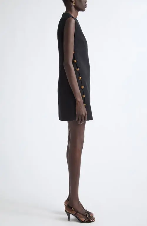 Versace Techno Cady Stretch Sleeveless Mini Dress With Medusa Buttons