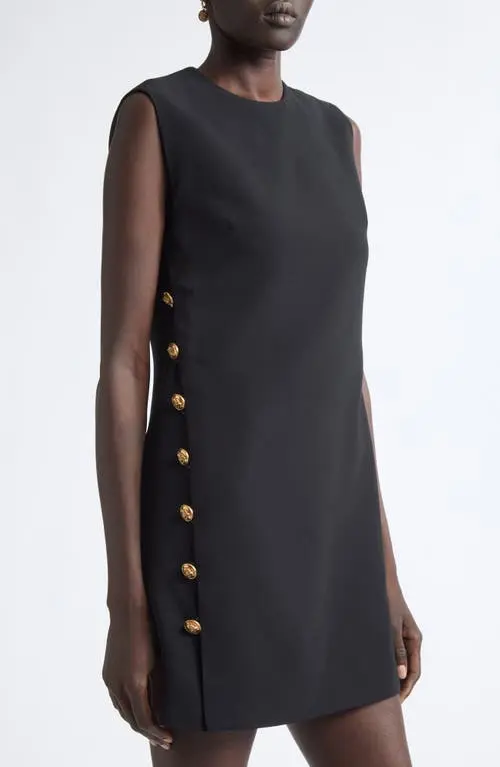 Versace Techno Cady Stretch Sleeveless Mini Dress With Medusa Buttons