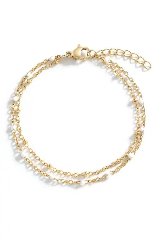 MINT & LILY Dainty Double Chain Beaded Bracelet - Gold