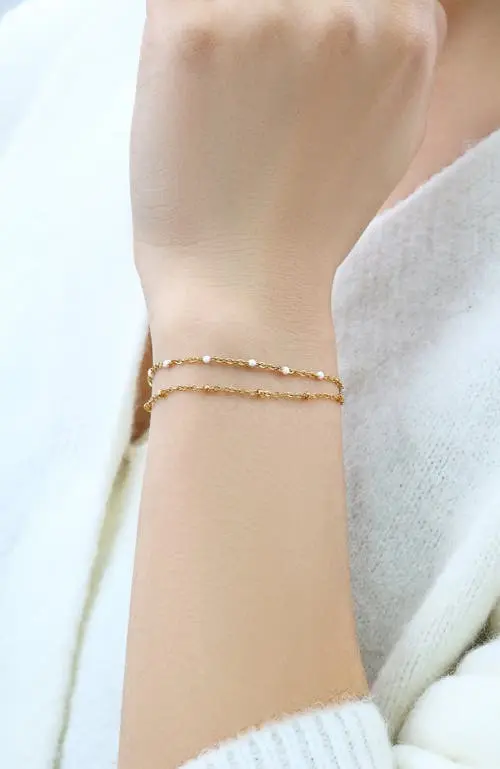 MINT & LILY Dainty Double Chain Beaded Bracelet