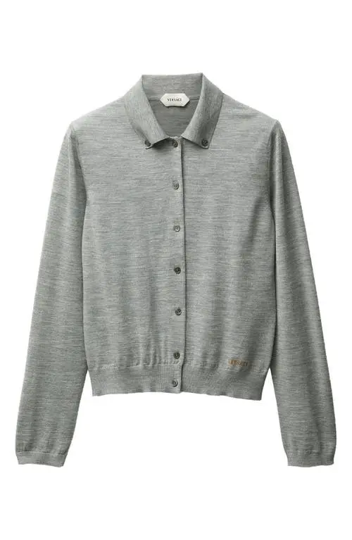 Versace Virgin Wool Button-down Cardigan - Grey