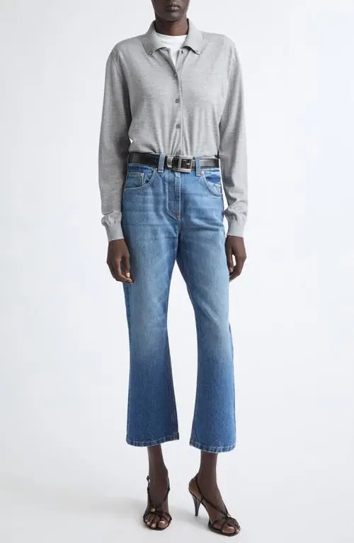 Versace Virgin Wool Collared Button-down Cardigan - Grey