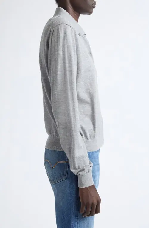 Versace Virgin Wool Collared Button-down Cardigan - Grey