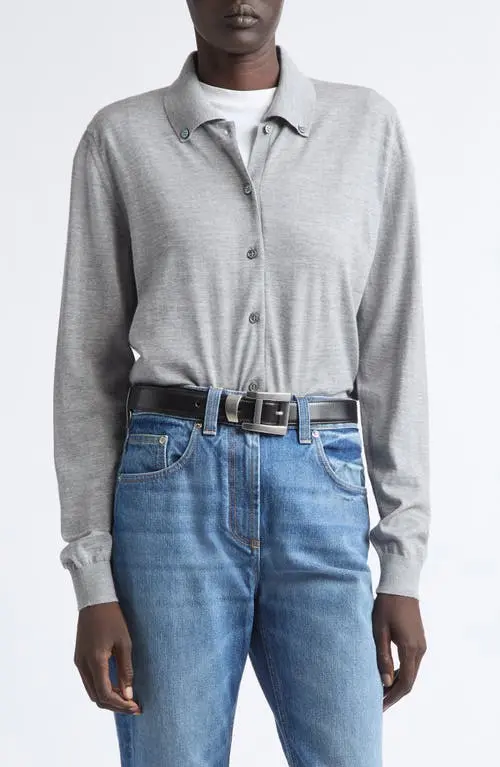 Versace Virgin Wool Collared Button-down Cardigan