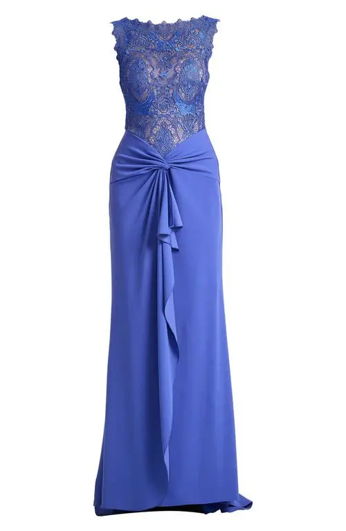 Tadashi Shoji Lace Bodice Twist Front Gown