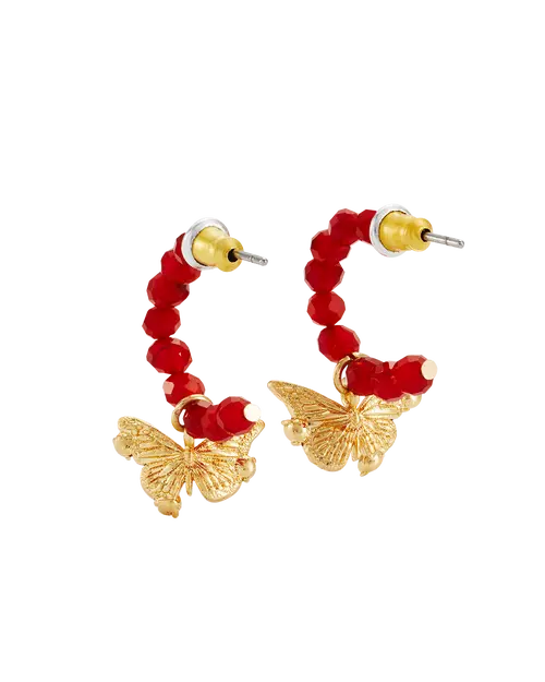 FABLE ENGLAND Hera Butterfly Charm Hoop Earrings