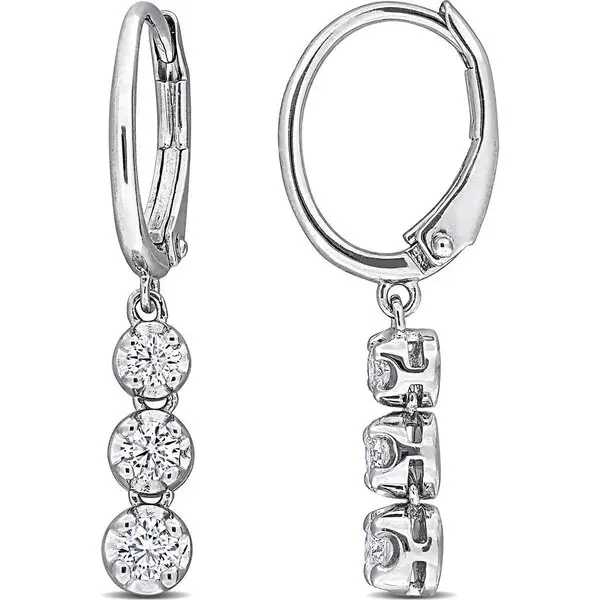 JULIANNA B. Lab-grown Diamond 3-stone Drop Earrings - Sterling Silver