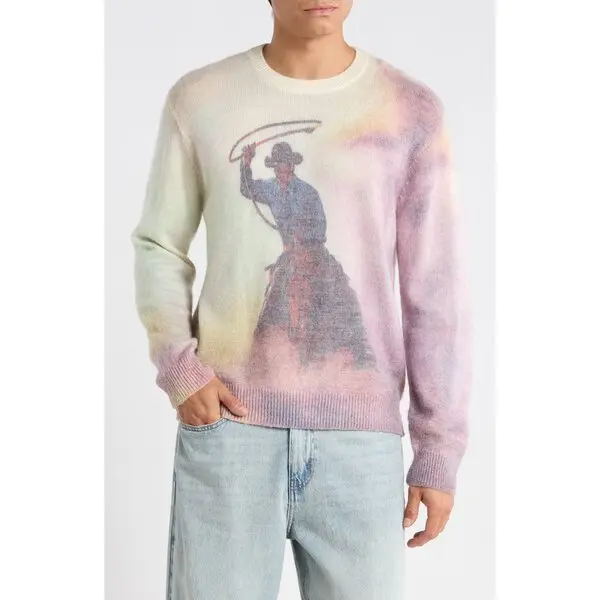 ONE OF THESE DAYS When I Close My Eyes" Cowboy Silhouette Sweater - Multi
