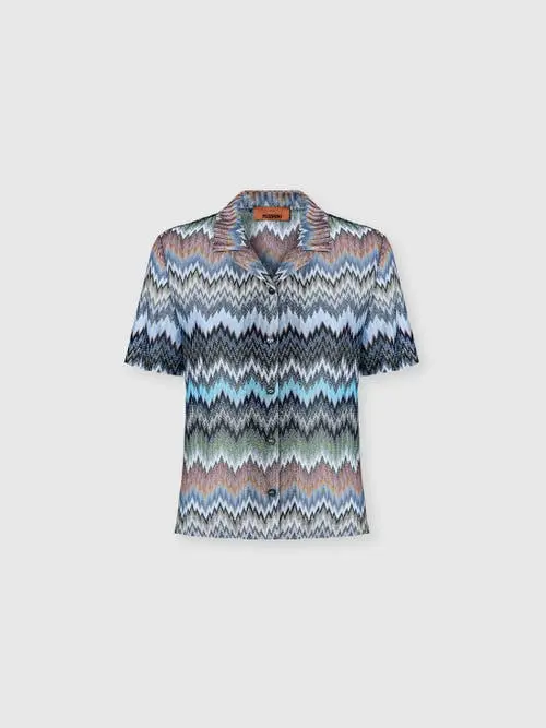 Missoni Bowling-style Shirt In Viscose Chevron With Snake Motif - Multicoloured