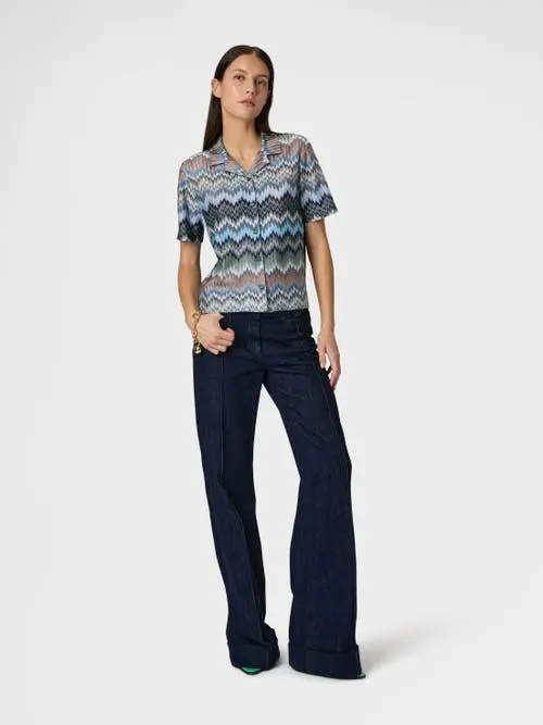 Missoni Bowling-style Shirt In Viscose Chevron With Snake Motif