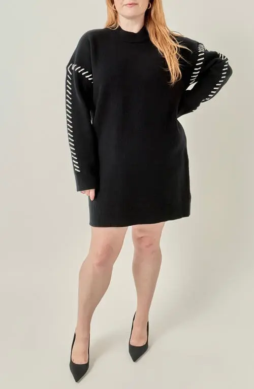 English Factory Whipstitched Knit Minidress