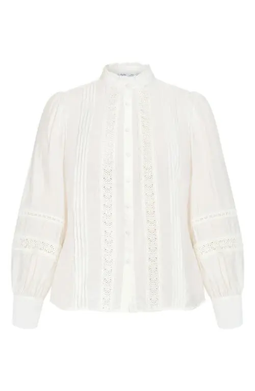 City Chic Whimsical Pintuck Lace Shirt