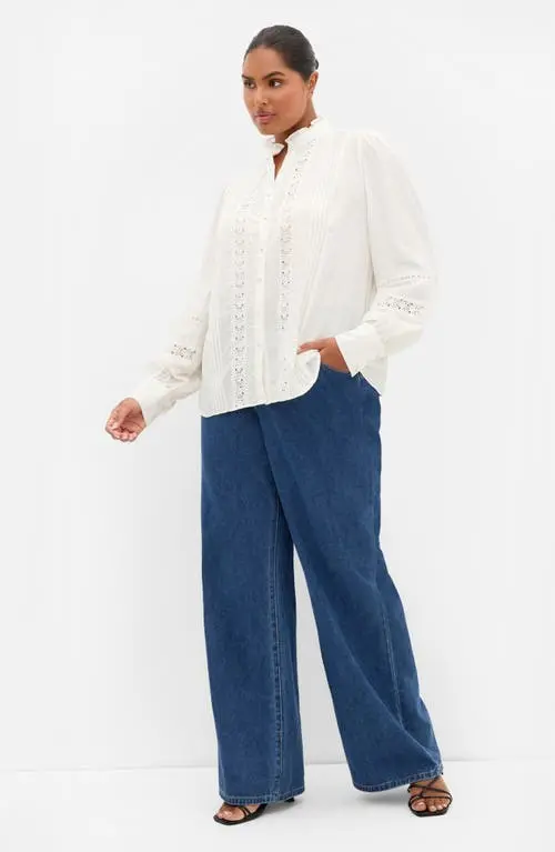City Chic Whimsical Pintuck Lace Shirt