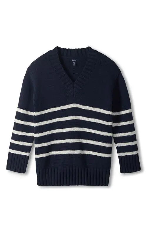 HATLEY Striped Cotton & Cashmere V-neck Sweater