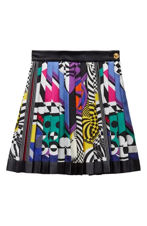 Versace Teatro Foulard Pleated Silk Twill Miniskirt - Multicolor