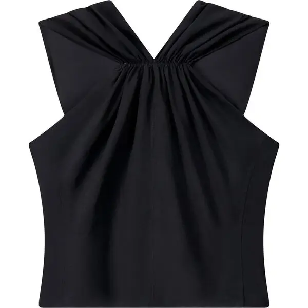 A.L.C. Elouise Ruched V-neck Top - Black