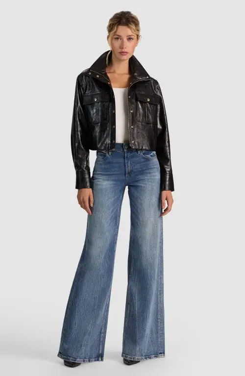 Alice + Olivia James Funnel Neck Faux Leather Parka