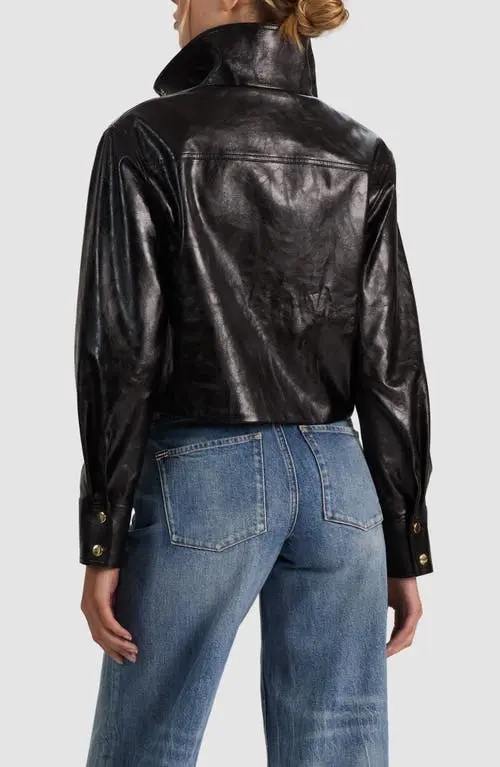 Alice + Olivia James Funnel Neck Faux Leather Parka