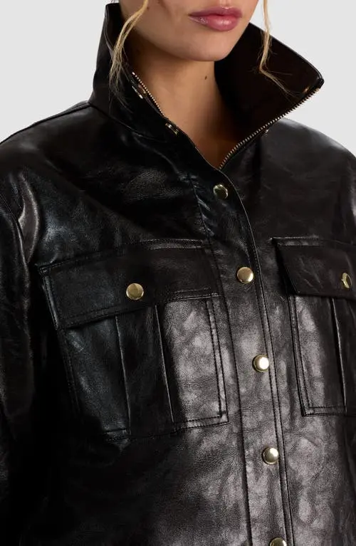 Alice + Olivia James Funnel Neck Faux Leather Parka