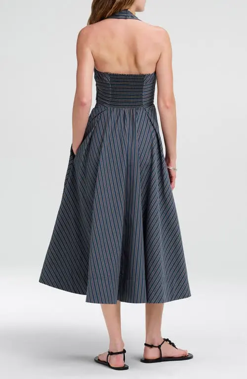 A.L.C. Magnolia Striped Halter Cotton Midi Dress