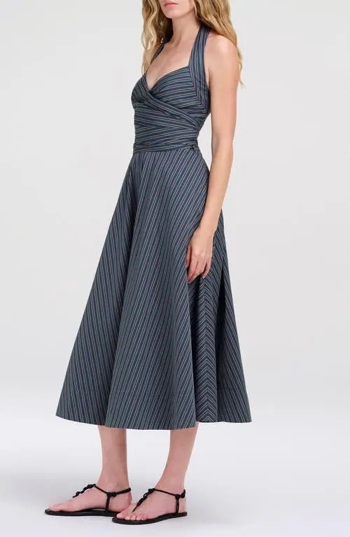 A.L.C. Magnolia Striped Halter Cotton Midi Dress