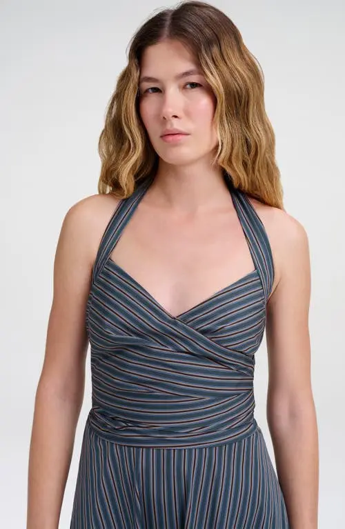 A.L.C. Magnolia Striped Halter Cotton Midi Dress