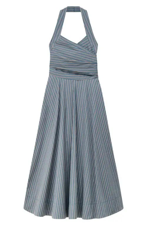 A.L.C. Magnolia Striped Halter Cotton Midi Dress