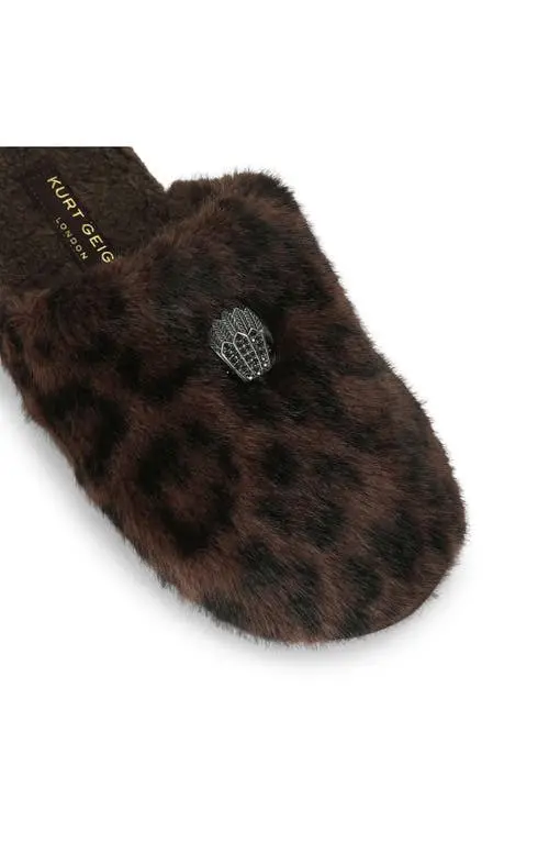 Kurt Geiger Kensington Faux Fur Slipper - Medium Brown
