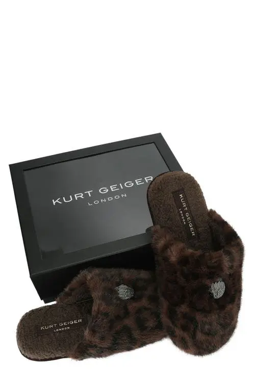 Kurt Geiger Kensington Faux Fur Slipper - Medium Brown