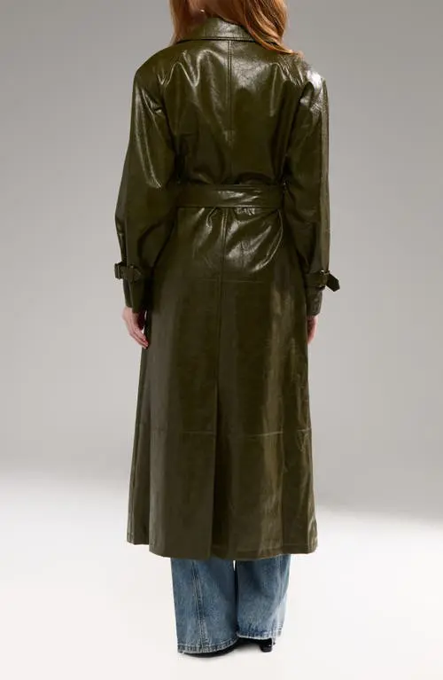 AZALEA WANG Coren Faux Leather Trench Coat