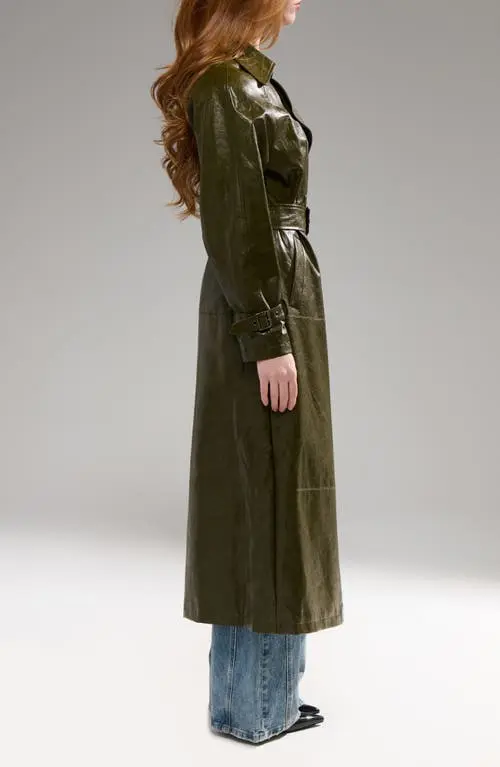 AZALEA WANG Coren Faux Leather Trench Coat