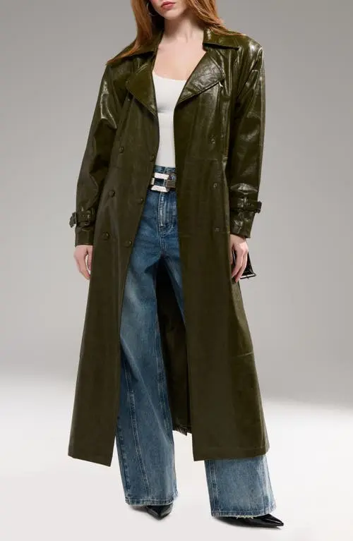 AZALEA WANG Coren Faux Leather Trench Coat