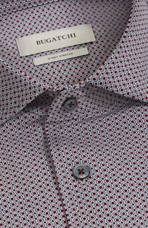 Bugatchi Devon Ooohcotton® Print Button-up Shirt - Burgundy
