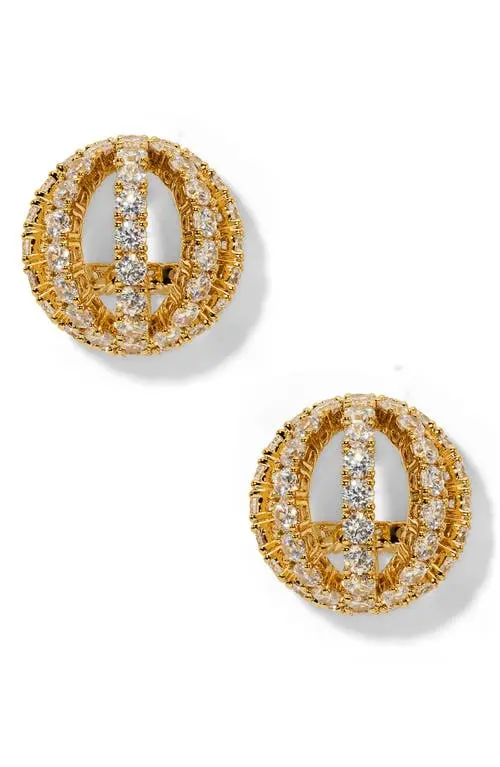 Nadri Muse Sphere Button Earrings - Gold