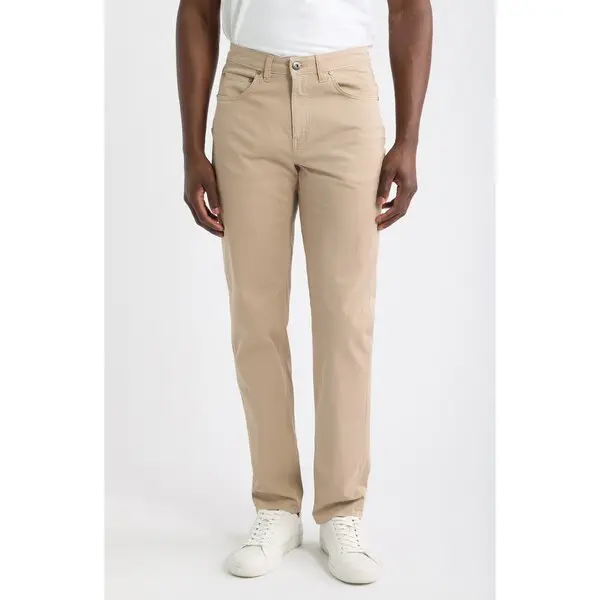 Bugatchi Five Pocket Stretch Cotton Pants - Cobblestone