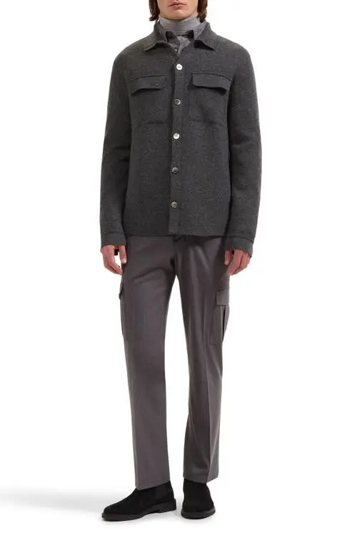 Bugatchi Wool & Cashmere Button-front Cardigan - Storm