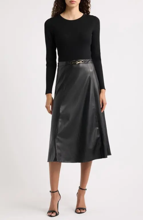 Elie Tahari The Quinn Mixed-media Faux Leather Dress - Noir