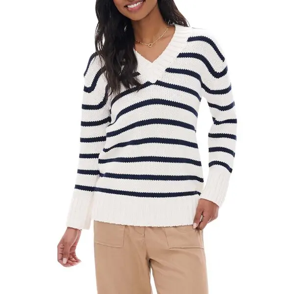 HATLEY Striped V-neck Sweater