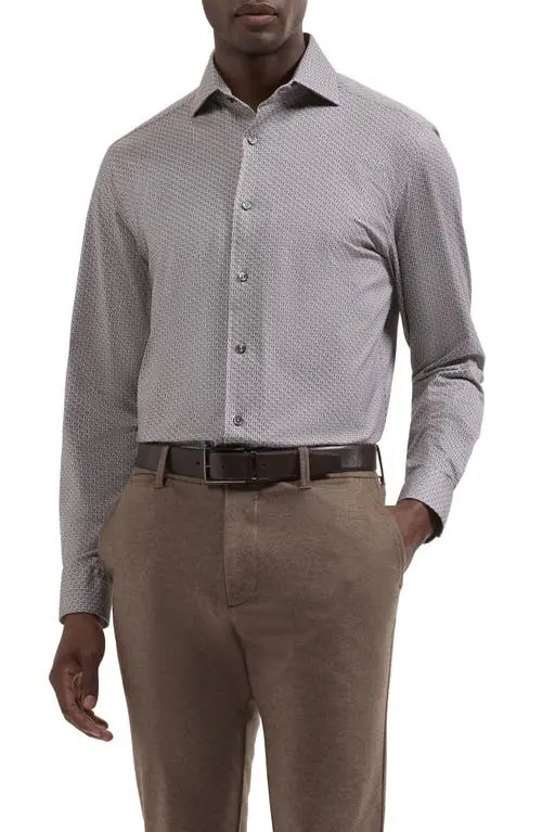 Bugatchi Devon Ooohcotton® Geo Print Button-up Shirt - Cement